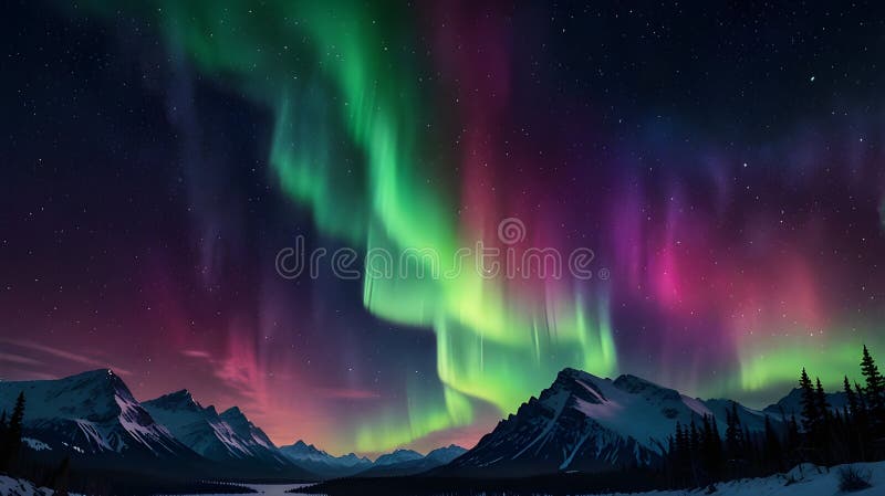 A Dreamy Aurora Borealis Background with Smooth, Flowing Colors Stock ...