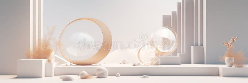 A Dreamy Background, Abstract Geometric Shapes and Reflective Surfaces ...