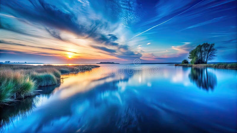 A Dreamy Blue Gradient Landscape an Abstract Artistic Impression of ...