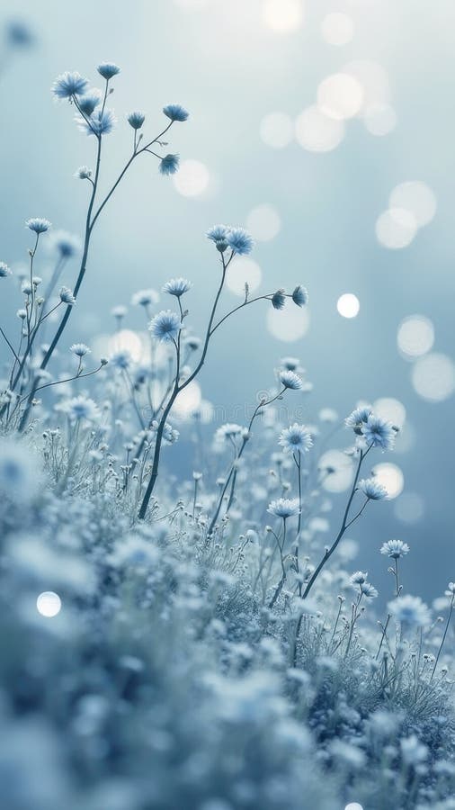 Dreamy Blue Wildflowers in Soft Focus Against a Sparkling Bokeh ...