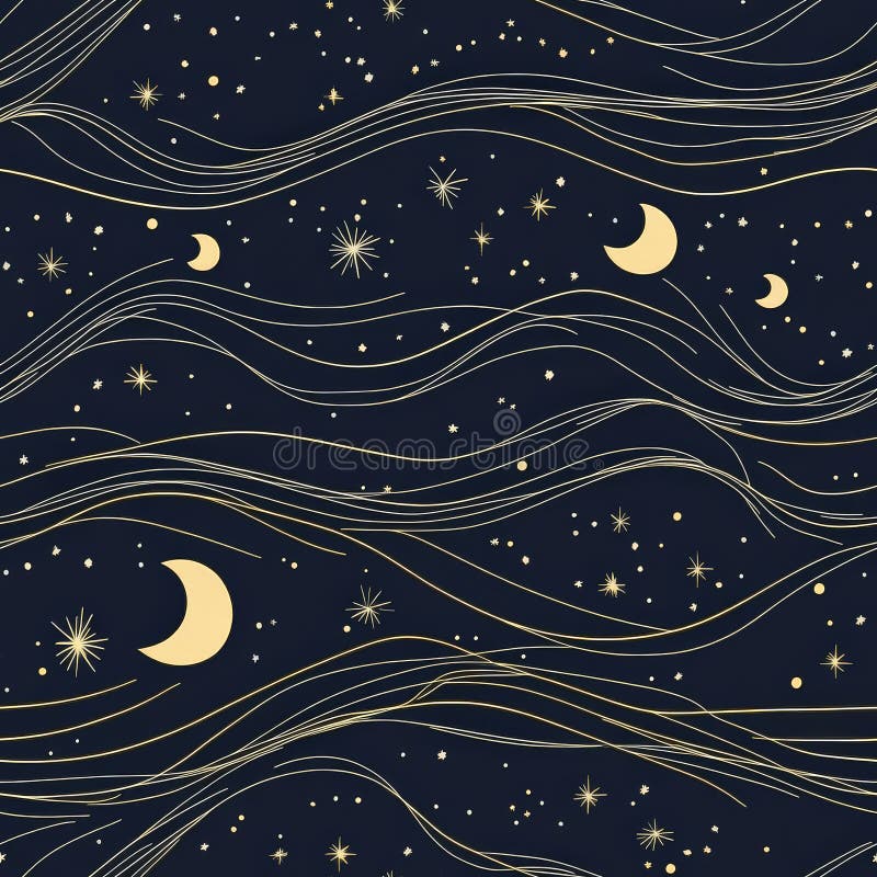 A Dreamy Celestial Line Pattern, Where Flowing Silver and Gold Lines ...