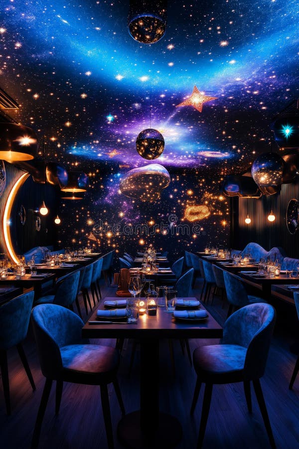 Dreamy Celestial-themed Restaurant with Glowing Constellations on the ...