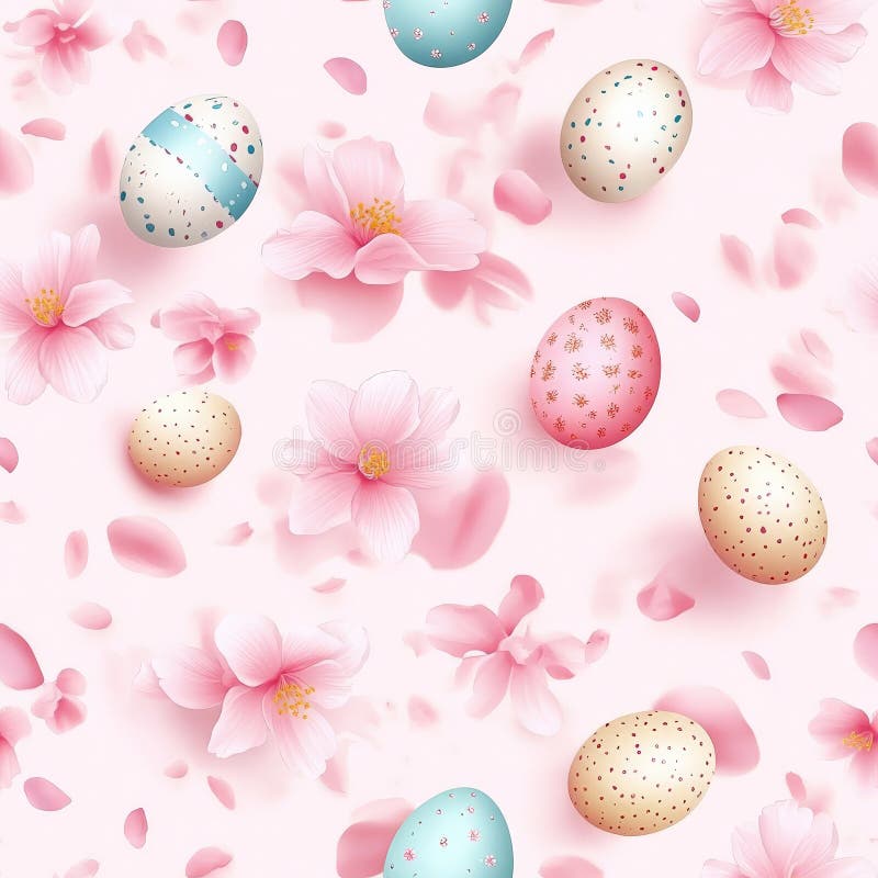 A Dreamy Cherry Blossom Easter Pattern with Fluffy Pink Petals and ...