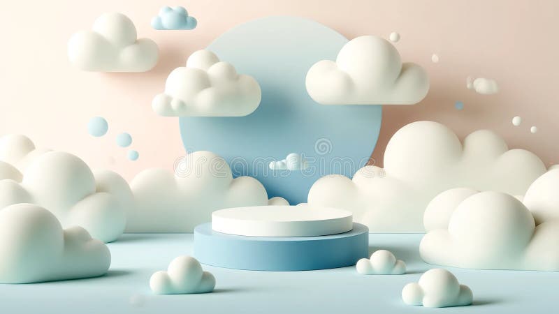 Dreamy Cloud Background Sets the Stage for a Blue Product Display ...