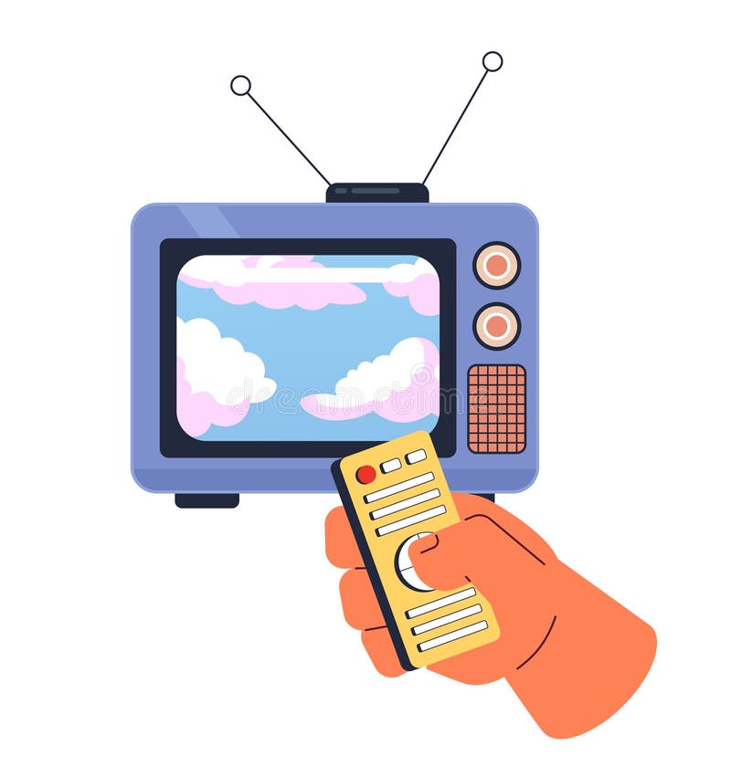 Dreamy Clouds on Old Television 2D Illustration Concept Stock Vector ...