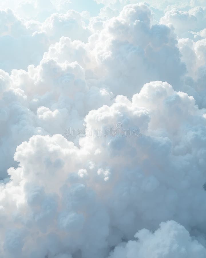 Dreamy Cloudscape Texture, Fluffy White Clouds in Blue Sky Stock Illustration - Illustration of ...