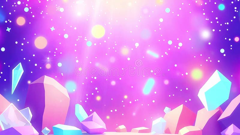 Dreamy Crystal Space: Animated Landscape with Pastel Rocks and Floating ...
