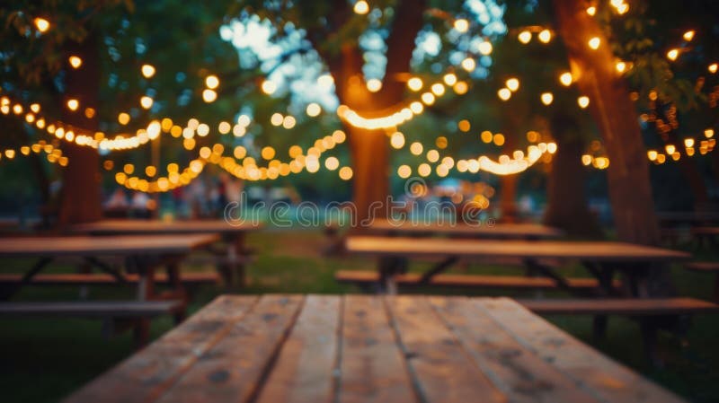 Dreamy Defocused Image of a Rustic Barbecue Event Complete with Picnic ...