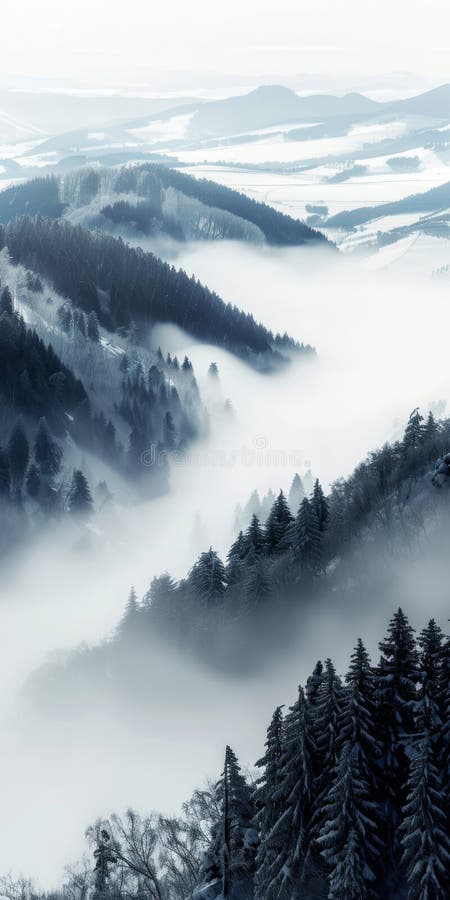 Dreamy Double Exposure of Compact Powder and Fog Over a Valley. Stock ...