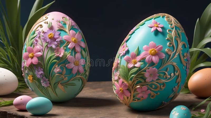 A Dreamy Easter Egg Design with Ornamental Floral Patterns and Rich ...