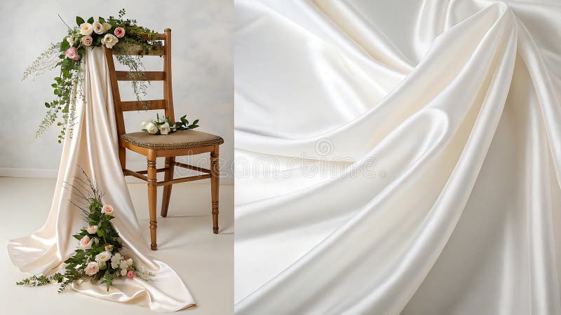 Dreamy Elegance with White Satin and Floral Decor for Wedding Design ...