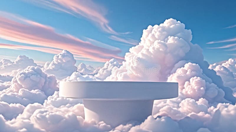 Dreamy Ethereal Scene, Billowy Clouds Floating in a Vivid Sky, a ...