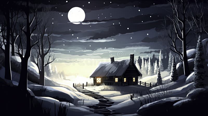 Dreamy Fantasy Night Scene with Sparkle and Glitter Stock Illustration ...