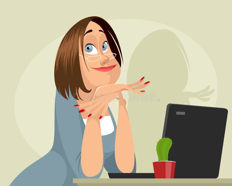 A Female Programmer Computer Geek Coder Support Call Center Stock Vector Illustration Of