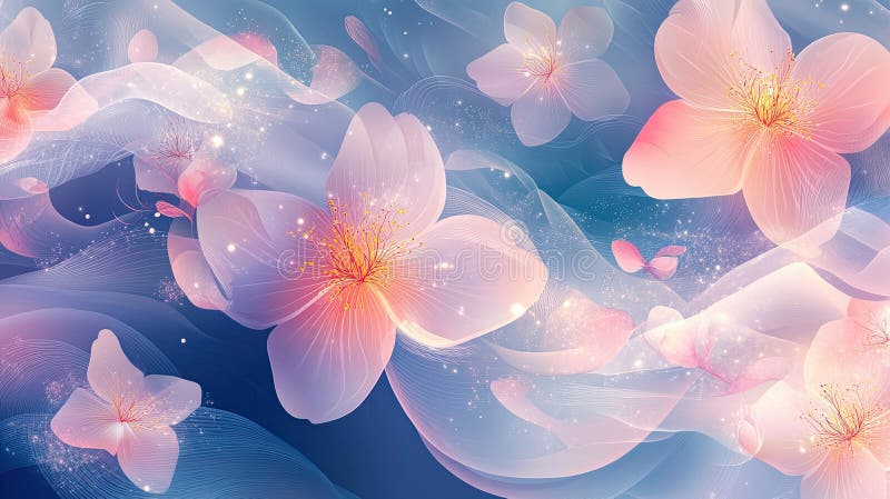 Dreamy Floral Patterns with Ethereal Shapes Stock Illustration ...