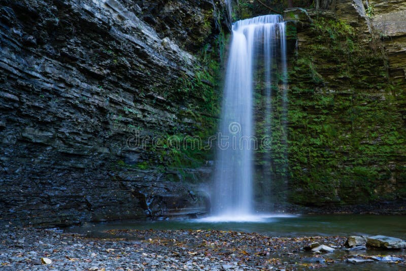 Dreamy Forest and Granite Waterfall Stock Image - Image of nature ...