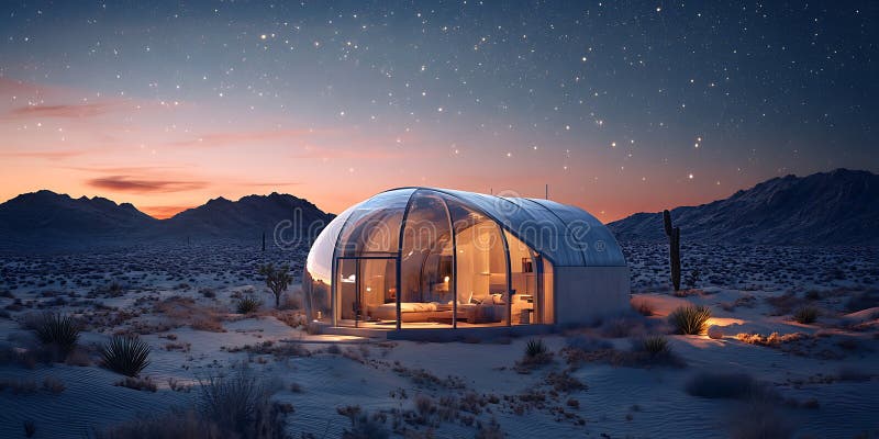 Dreamy Glass Dome House in the Middle of a Misty Forest Stock ...