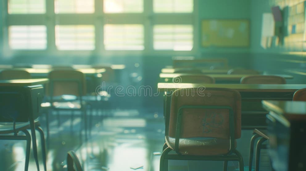A Dreamy Glimpse of an Empty Elementary School Classroom Evoking ...