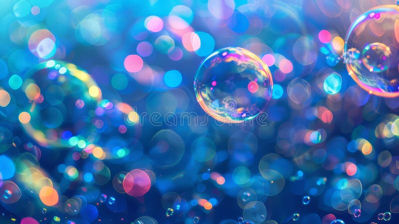 Dreamy Glow of Bubbles in Dark Night Sky Stock Illustration ...