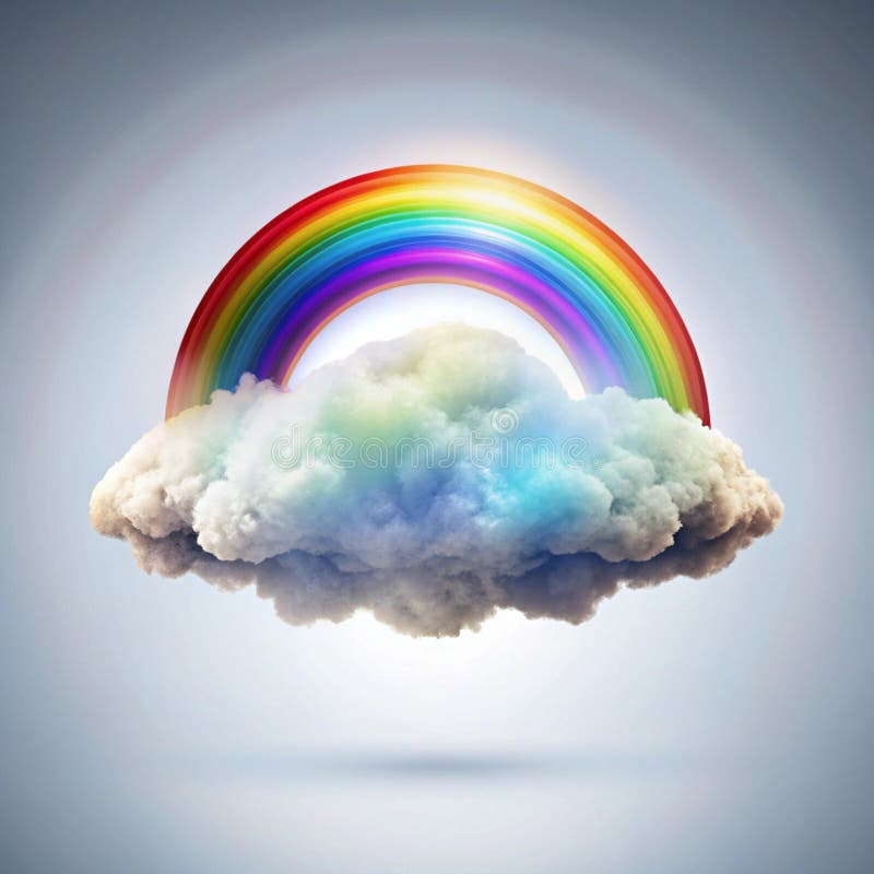 Levitating Glowing Cloud with Floating Rainbow Effect Stock ...