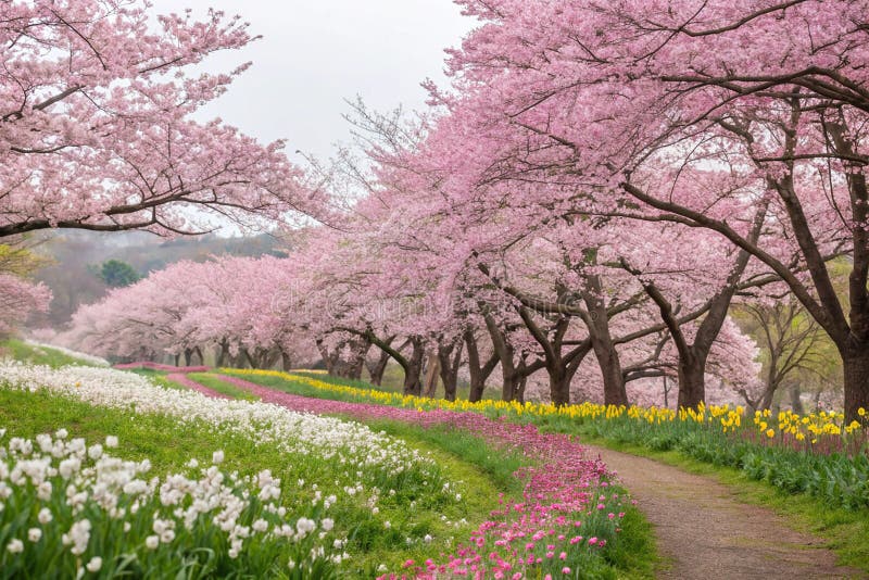 Horizontal Image with Cherry Blossom, Spring Flowers, Sakura ...