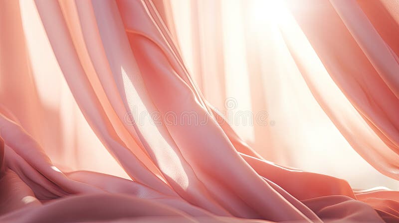 Dreamy Image of a Pastel-pink Curtain on a Sunlit Window, Interior ...