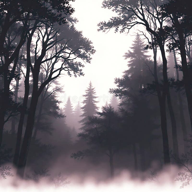Dreamy Isekai Anime Style a Dense Black-filled Forest with Realistic ...