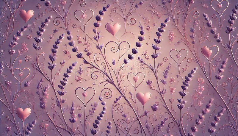 Dreamy Lavender Backdrop with Intertwined Hearts and Lavender Stems ...