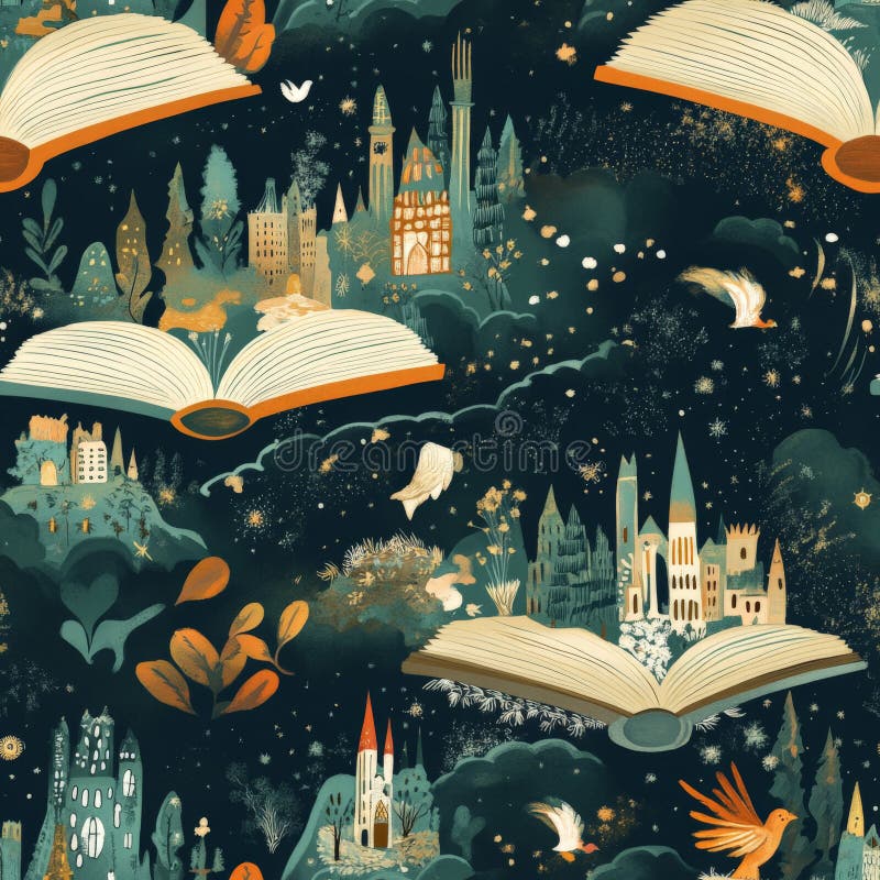 A Dreamy Magical Book Pattern Where Every Page Opens a Portal To ...