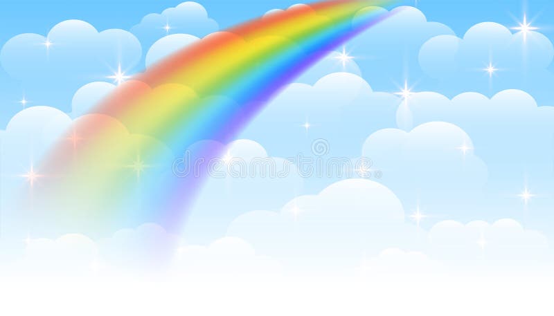 Dreamy Magical Cloud Backdrop with Rainbow Design Stock Vector ...