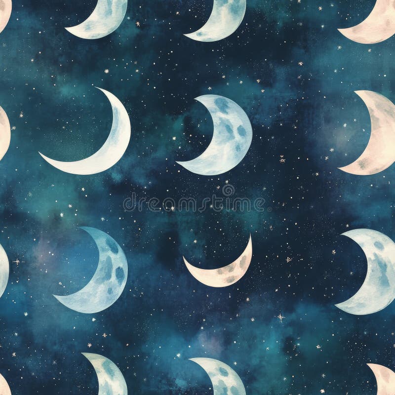 Dreamy Moon Phase Pattern Where Crescent Full Circles Represent ...