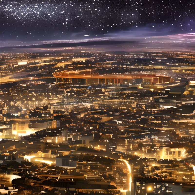 Dreamy Night Landscape, Generative AI Illustration Stock Illustration ...