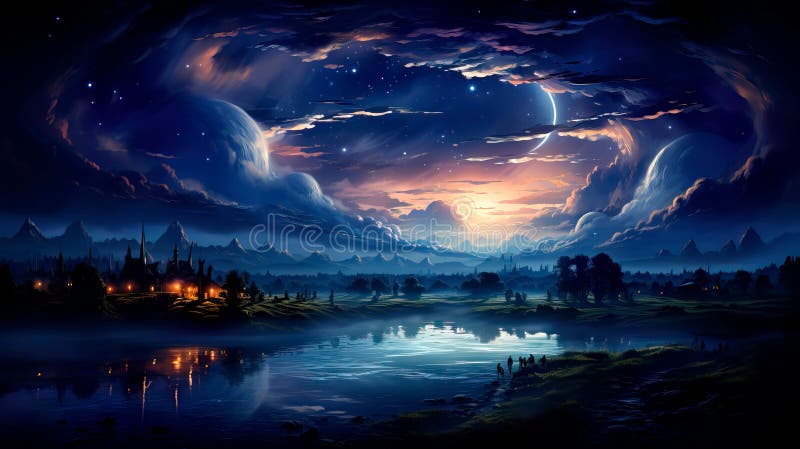 Dreamy Night Sky Filled with Constellations, Shooting Stars, and ...