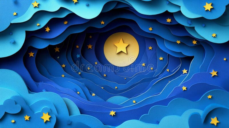 Dreamy Paper Cut Starry Night Sky with Moon and Stars for Creative ...