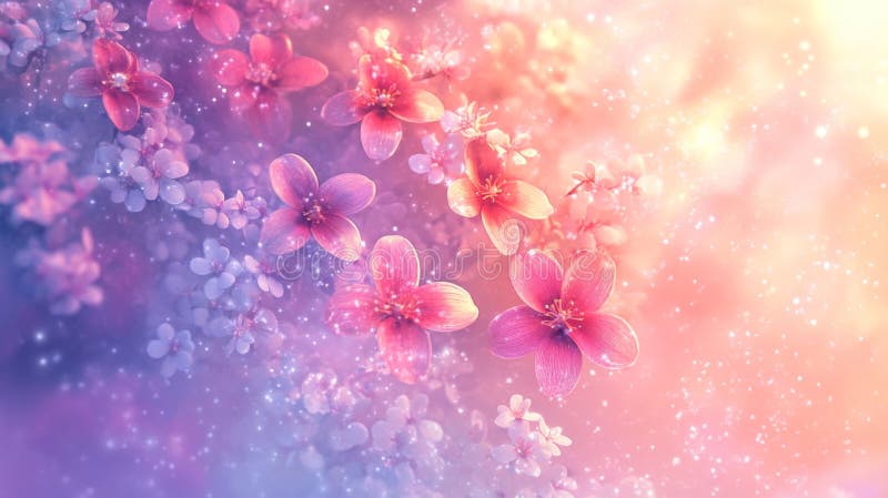 Dreamy Pastel Blossoms in a Magical Spring Garden Stock Illustration ...