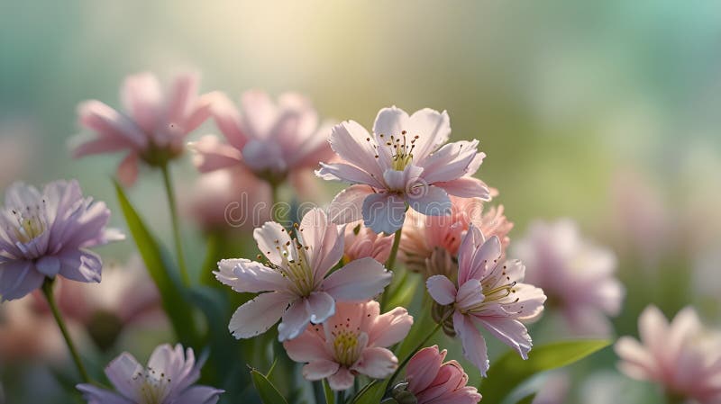 A Dreamy Pastel-colored Background with Blurred Spring Flowers and Soft ...