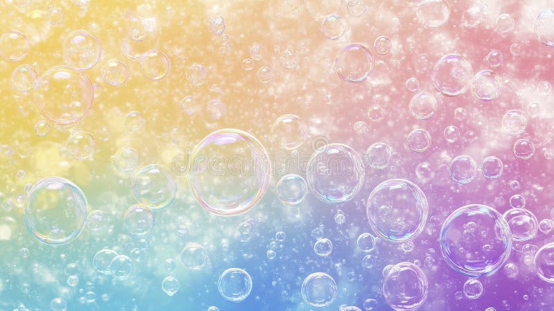 Dreamy Pastel Rainbow Bubbles Background with Bokeh Effect Stock ...