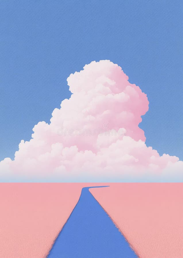 Minimalist Anime Pastel Serene Horizon Stock Illustration ...
