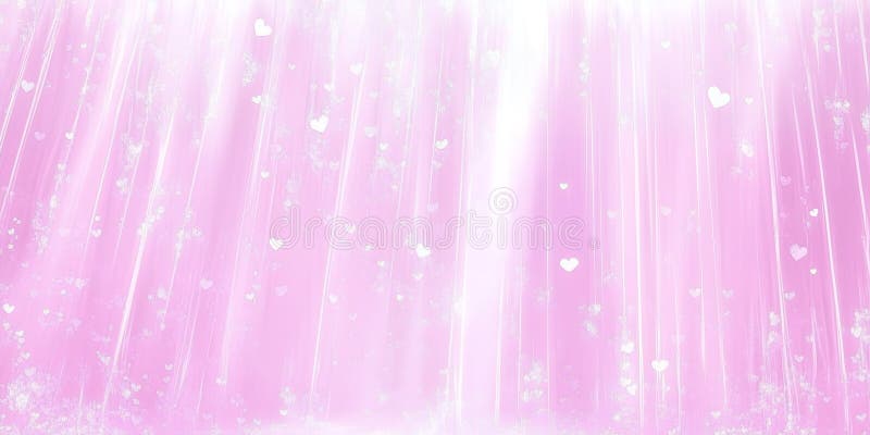 Dreamy Pink Background with Falling Hearts Soft Light Rays Romantic ...