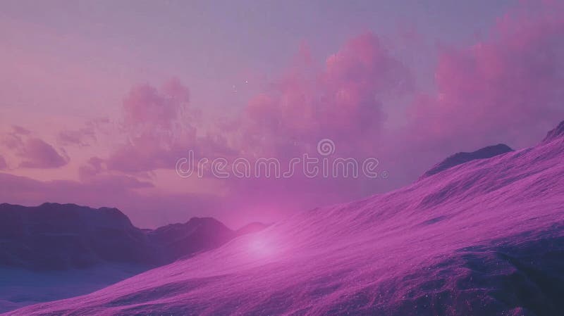 Dreamy Pink Landscape with Cinematic Clouds at Dusk Stock Image - Image ...