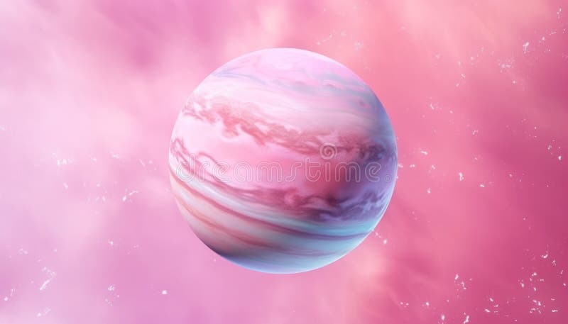 Dreamy Pink Planet Floating in the Pastel Color Stock Illustration ...
