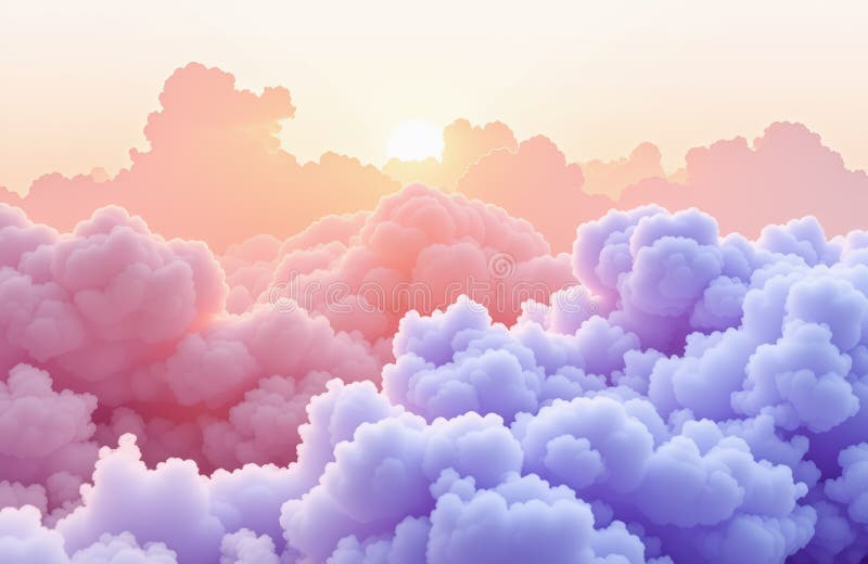 Dreamy Pink and Purple Clouds at Sunset with Soft Light. AI Generation ...