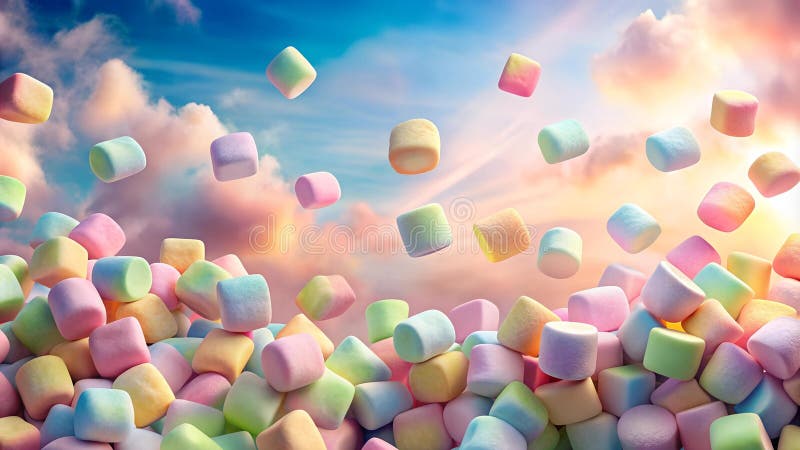Dreamy Rainbow Marshmallow Clouds Generative AI Stock Photo - Image of pattern, background ...