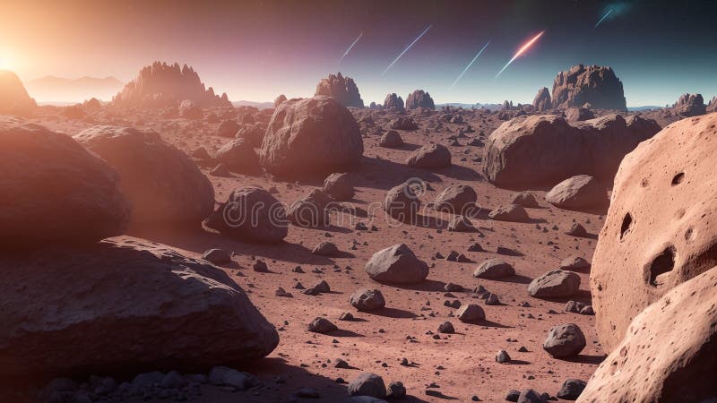 A Dreamy Scene of a Rocky Landscape with a Bright Sun AI Generative ...