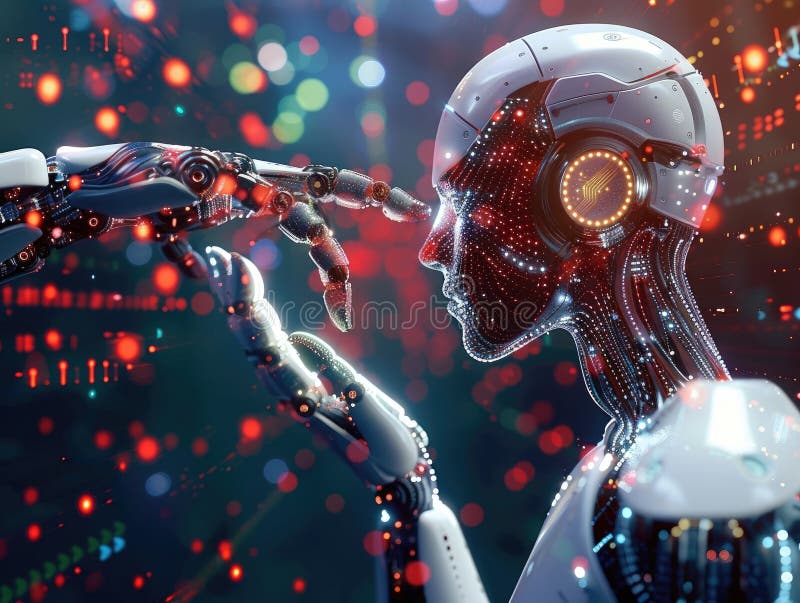 A dreamy style robot stock illustration. Illustration of future - 336766045