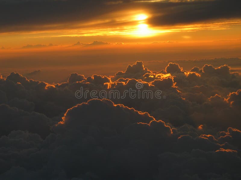 Dreamy Sunset Above the Clouds Stock Photo - Image of insight ...