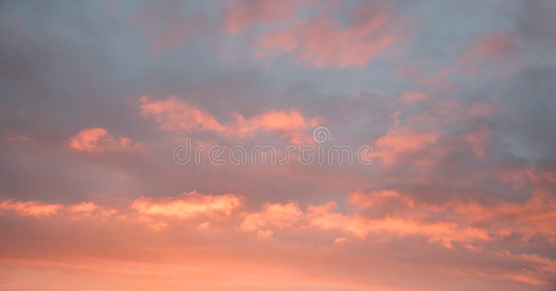 Dreamy Sunset Scenery, Grey and Blue Sky with Pink Lighted Clouds Stock ...