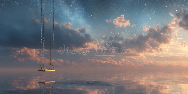 Dreamy Sunset Sky Stars Clouds Cityscape Stock Illustration ...