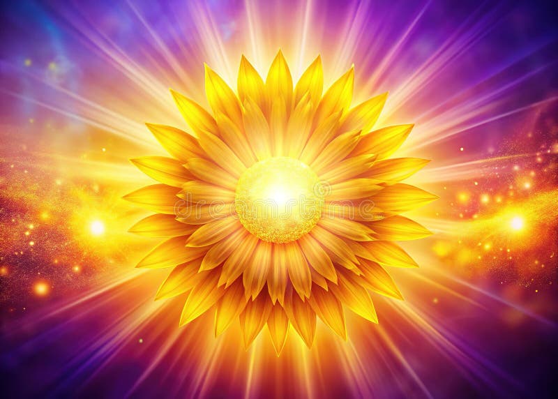 A Dreamy Surreal Macro Sunburst Vibrant Orange and Yellow Rays ...