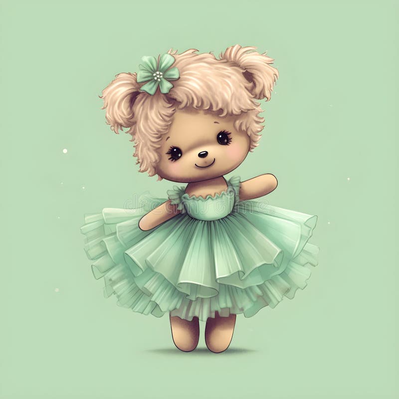 Dreamy teddy dance art stock illustration. Illustration of bouquet ...